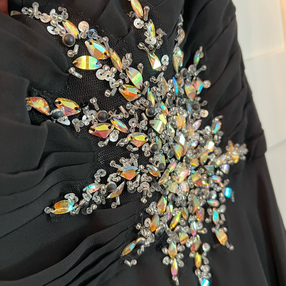 Jovani Black Strapless Evening Gown Crystal Detail 8 - Gem